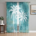 Coastal Beach Tree Teal Sheer Curtains for Living Room Bedroom Tropical ...