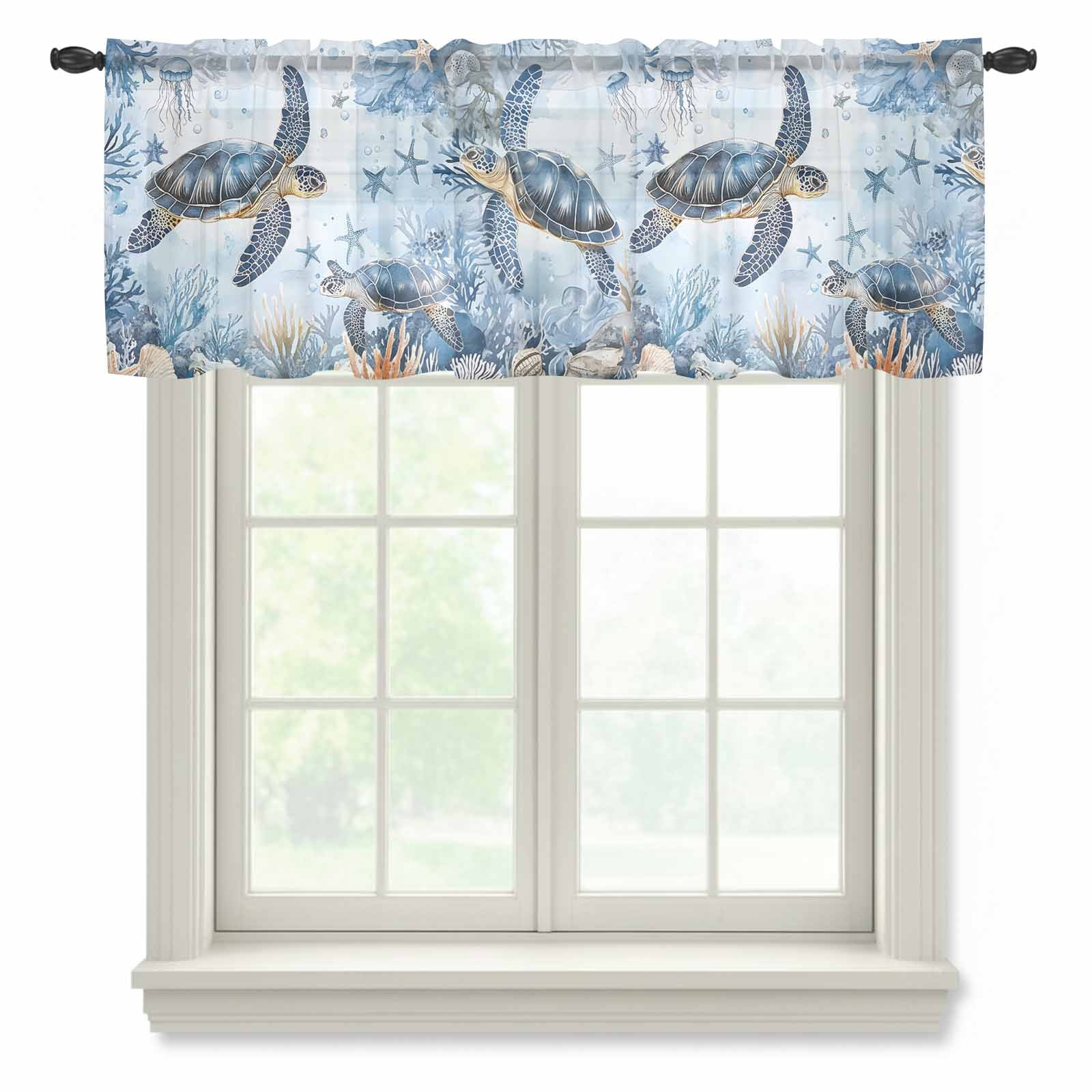 Coastal Beach Valance Curtains for Kitchen/Living Room/Bathroom/Bedroom ...