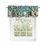 Coastal Beach Valances for Windows Conch Starfish Fishing Net Wood ...