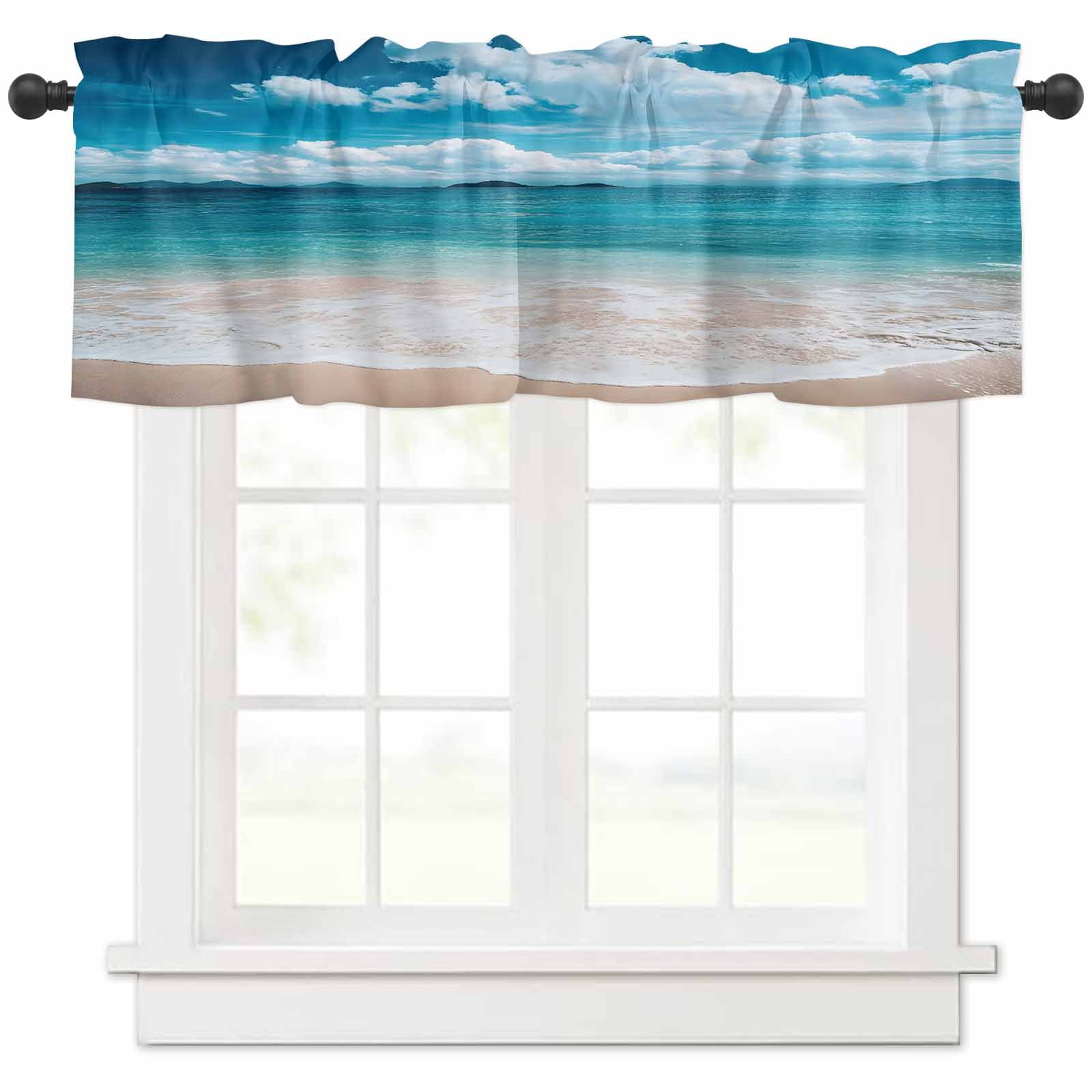 Coastal Beach Valances for Windows Farmhouse Kitchen Curtains Valances ...