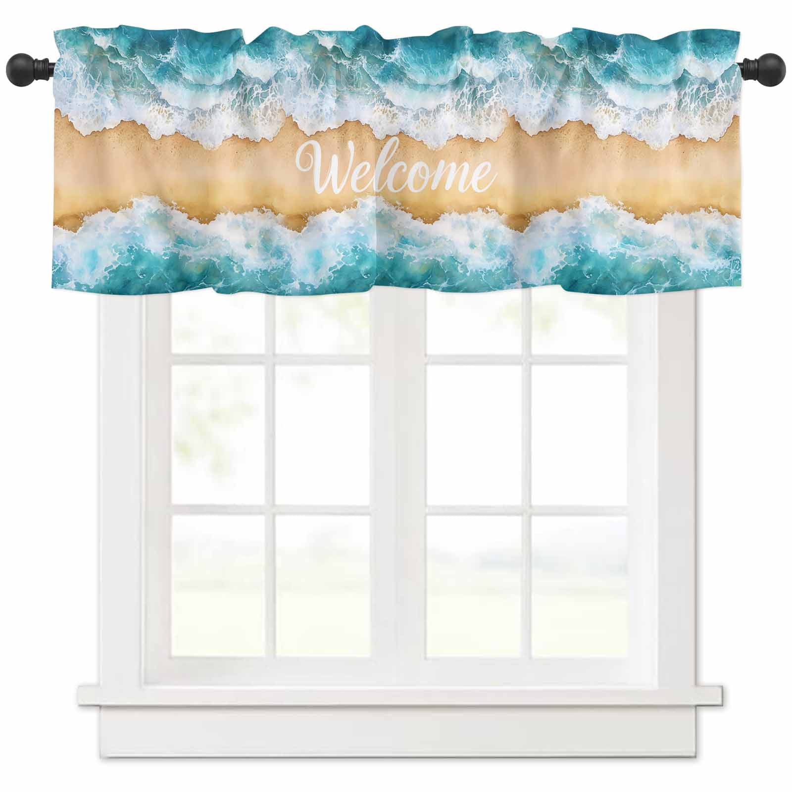 Coastal Beach Valances for Windows Farmhouse Kitchen Curtains Valances ...