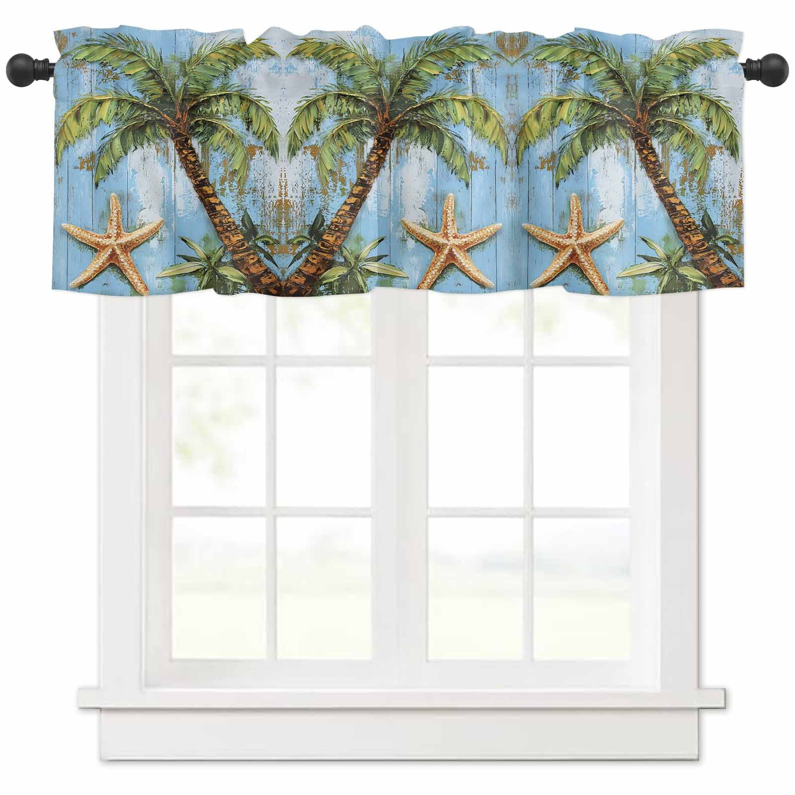 Coastal Beach Valances for Windows Farmhouse Kitchen Curtains Valances ...