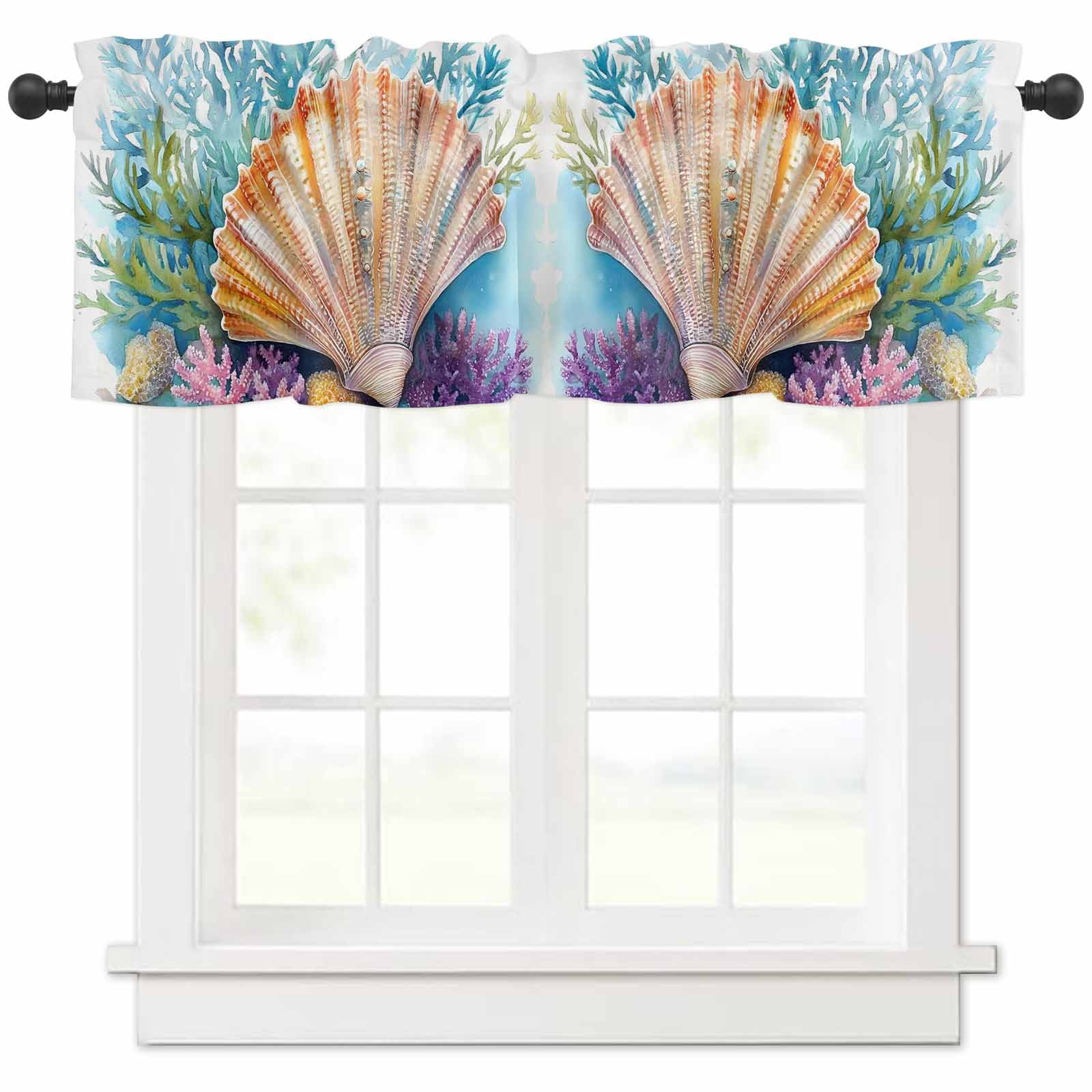 Coastal Beach Valances for Windows Farmhouse Kitchen Curtains Valances ...