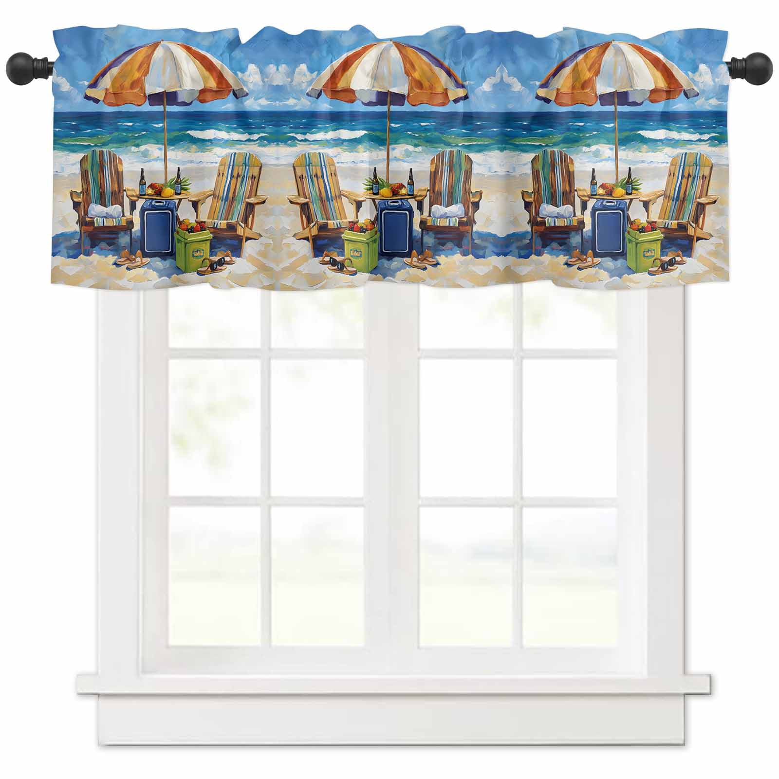 Coastal Beach Valances for Windows Farmhouse Kitchen Curtains Valances ...