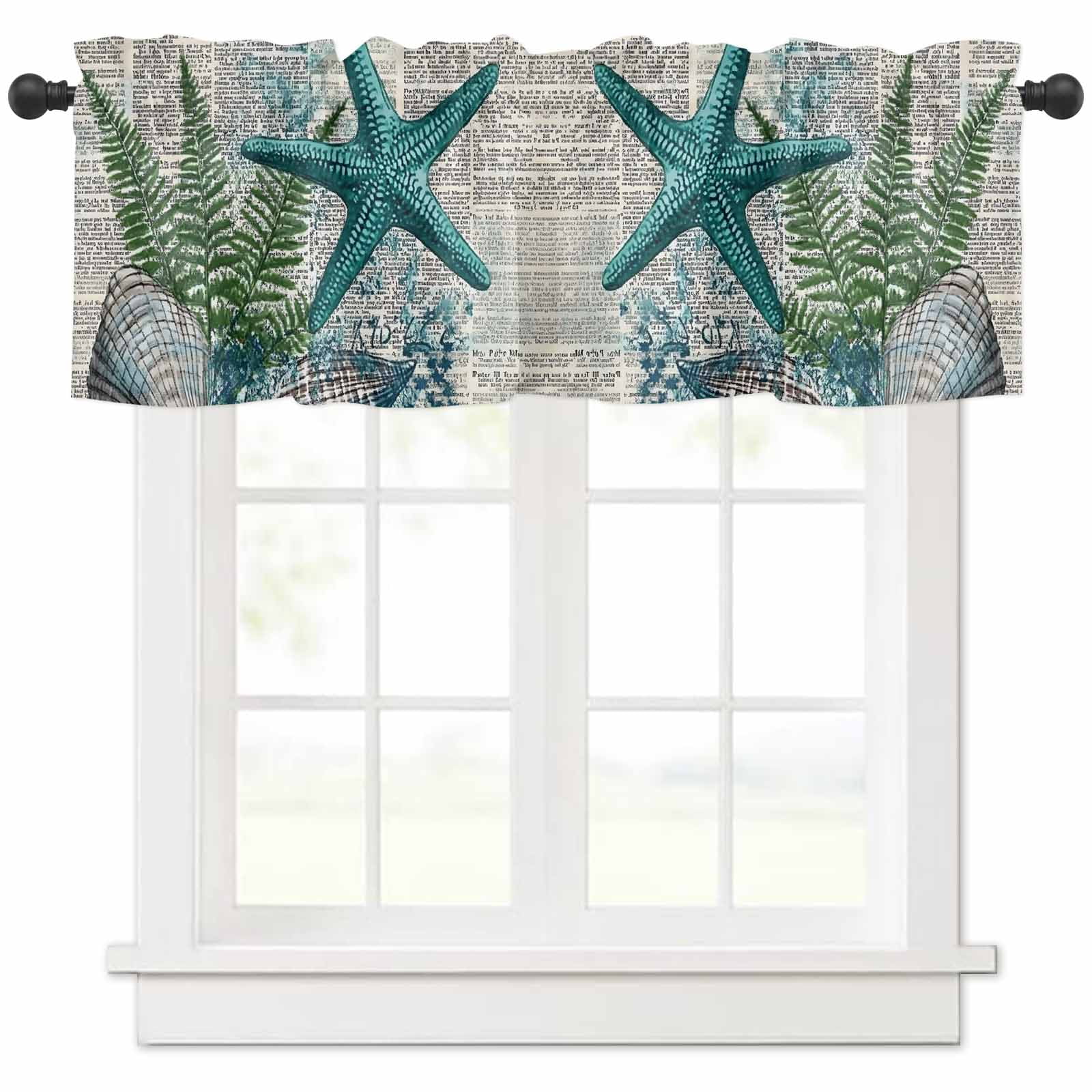 Coastal Beach Valances for Windows Farmhouse Kitchen Curtains Valances ...