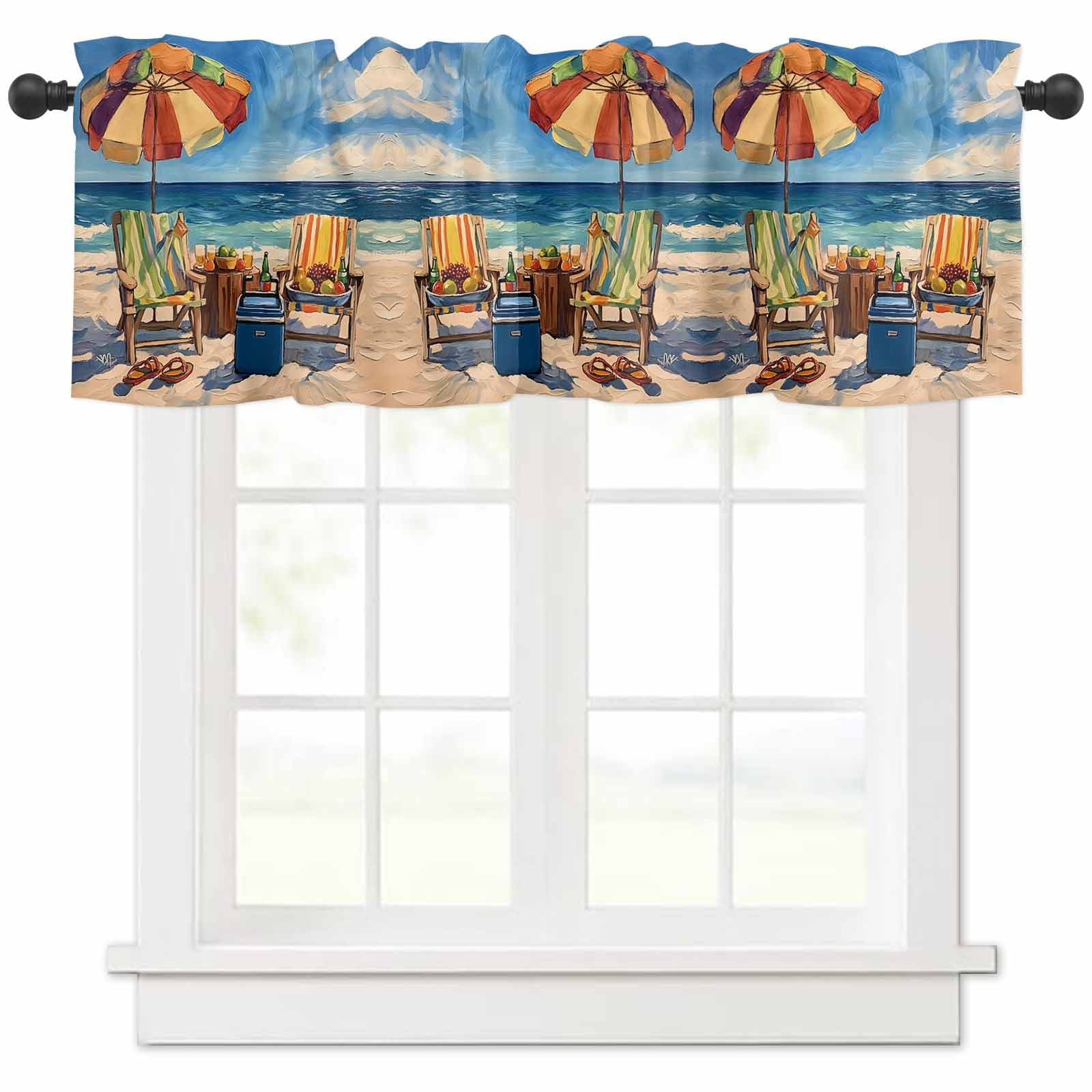 Coastal Beach Valances for Windows Farmhouse Kitchen Curtains Valances ...