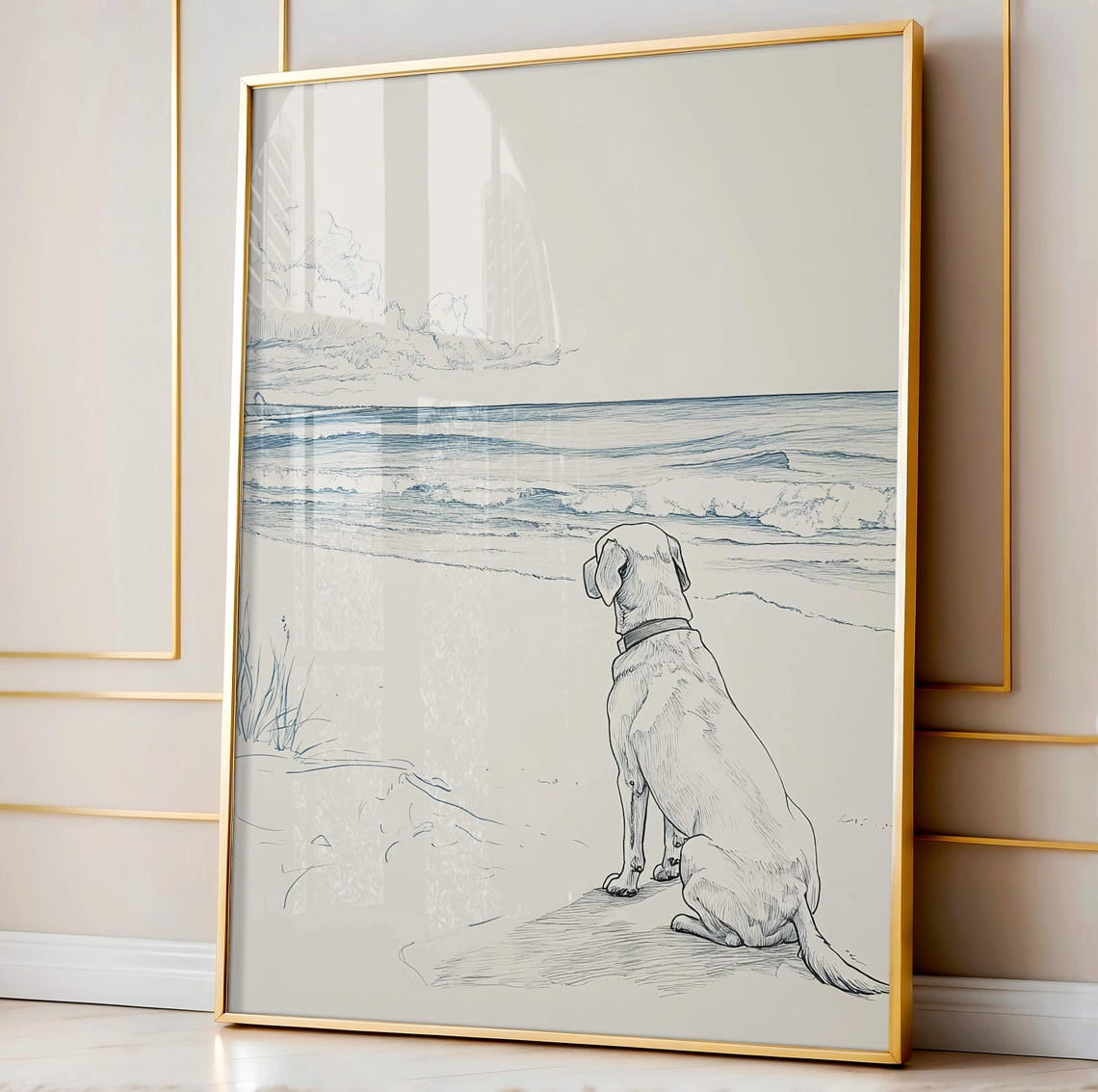 Coastal Beach Wall Art Dog at Beach Wall Art Summer Decor Beachy Decor ...
