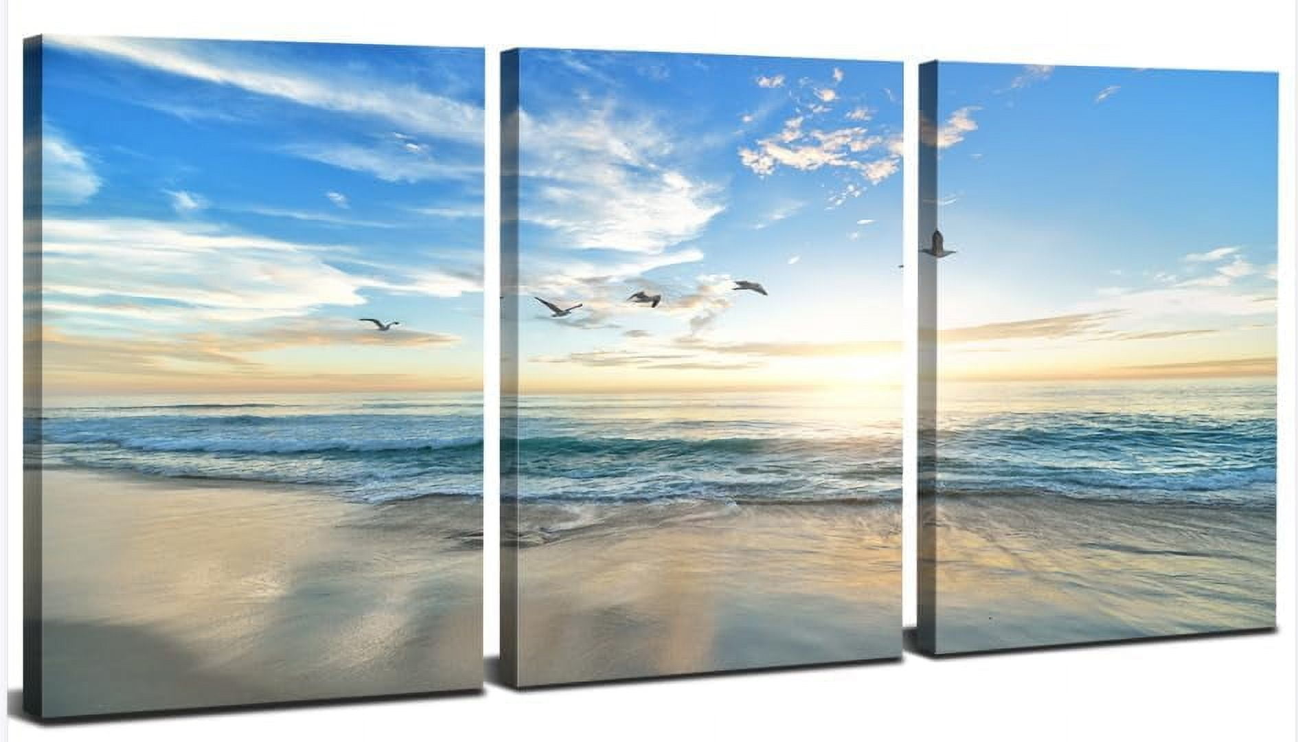 Coastal Beach Wall Art Seascape Sunrise Canvas Prints Pictures for ...