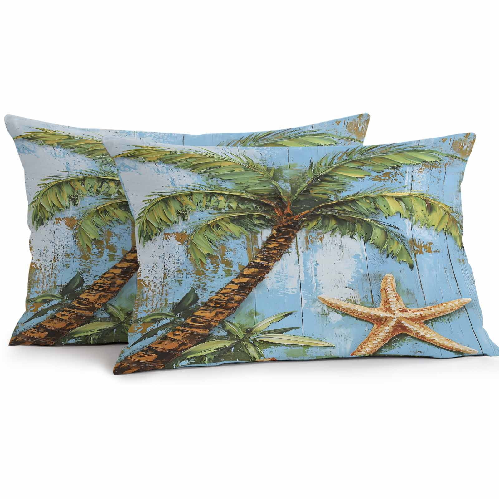 Coastal Beach Waterproof Outdoor Throw Pillow Covers 12''x20'' Pack 2 ...