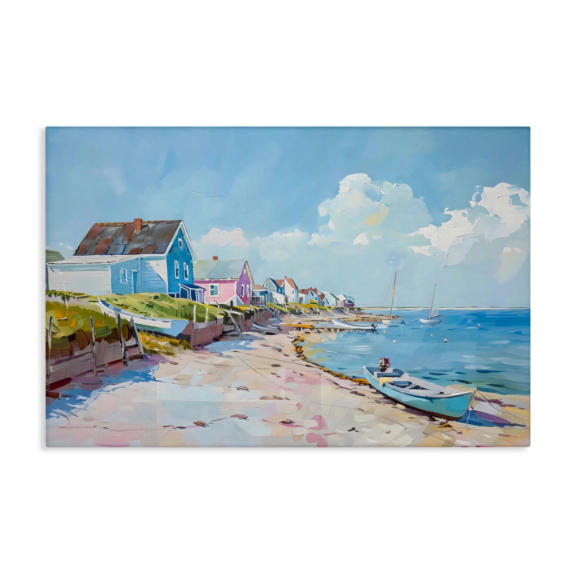 Stupell Industries Coastal Beachside Cabanas Canvas Wall Art, design by ...