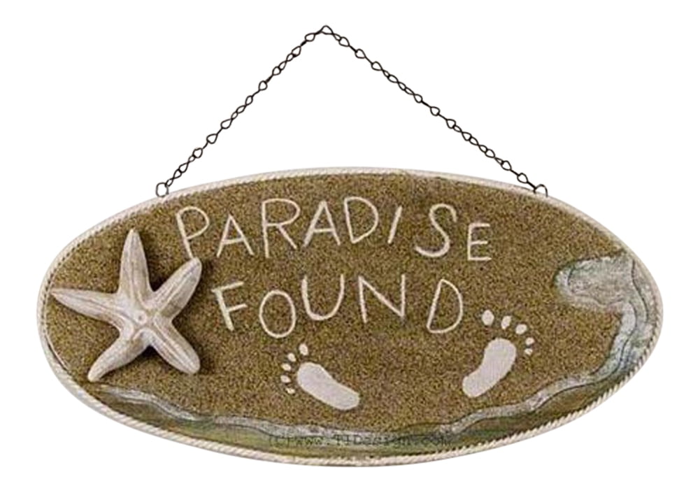 Coastal Beachy Paradise Found Wooden 13.5 Inch Plaque Sign Wall Decor ...