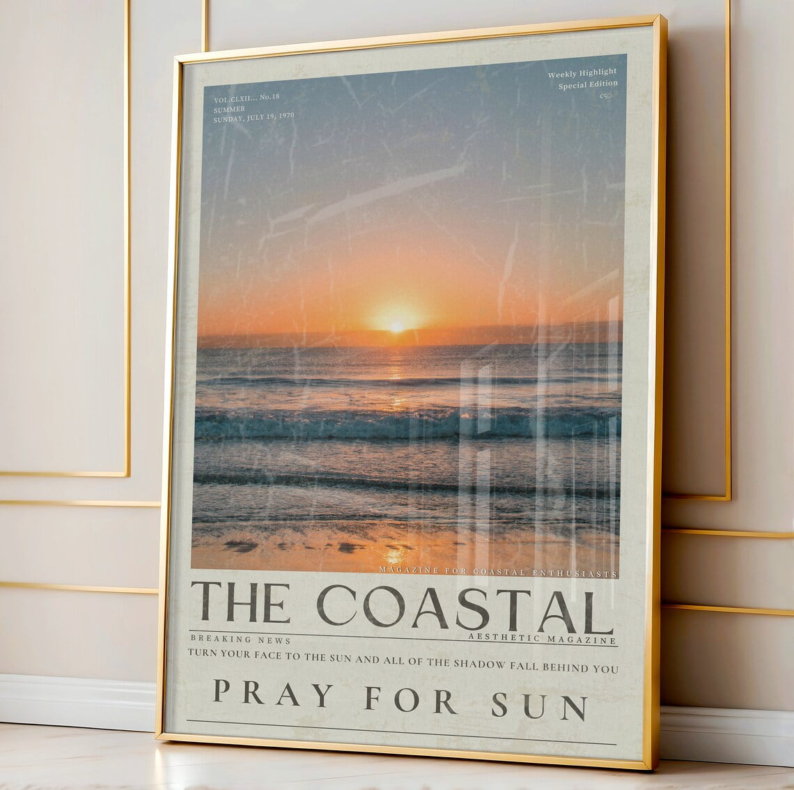 The Coastal Beachy Summer Print Vintage Newspaper Wall Art, Pray For ...