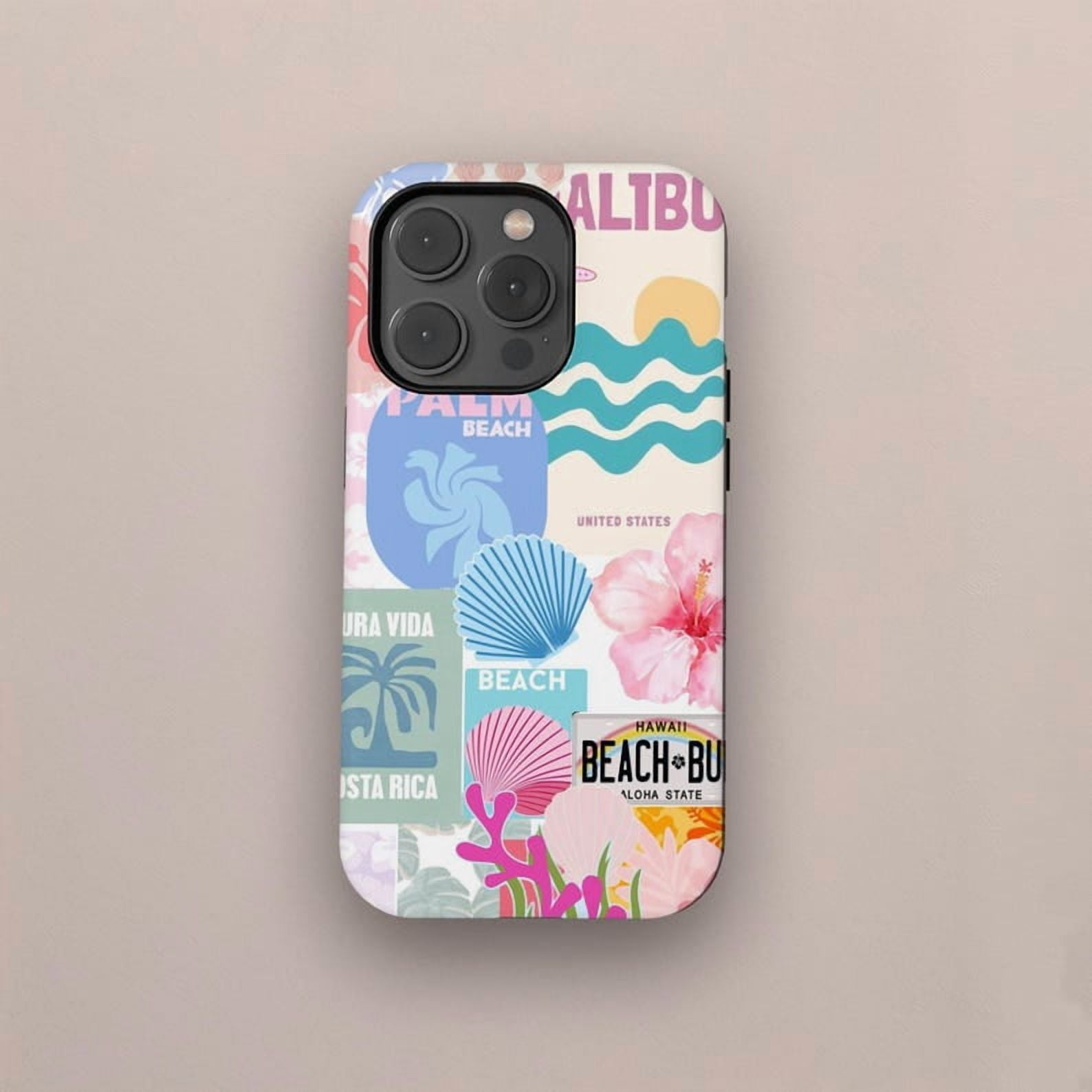 Coastal Beachy Tropical Collage Phone Case, Summer Travel Aesthetic ...