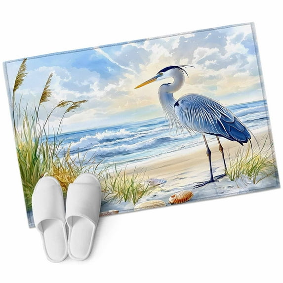 Coastal Birds 2'x3' Washable Rug, Blue Sky Heron Seabird Tropical Beach ...