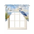 Coastal Birds Kitchen Swag Valance for Window, Rod Pocket Short Kitchen ...