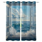 Coastal Blackout Curtains 39 Inches Long, Window Nautical Beach Blue ...