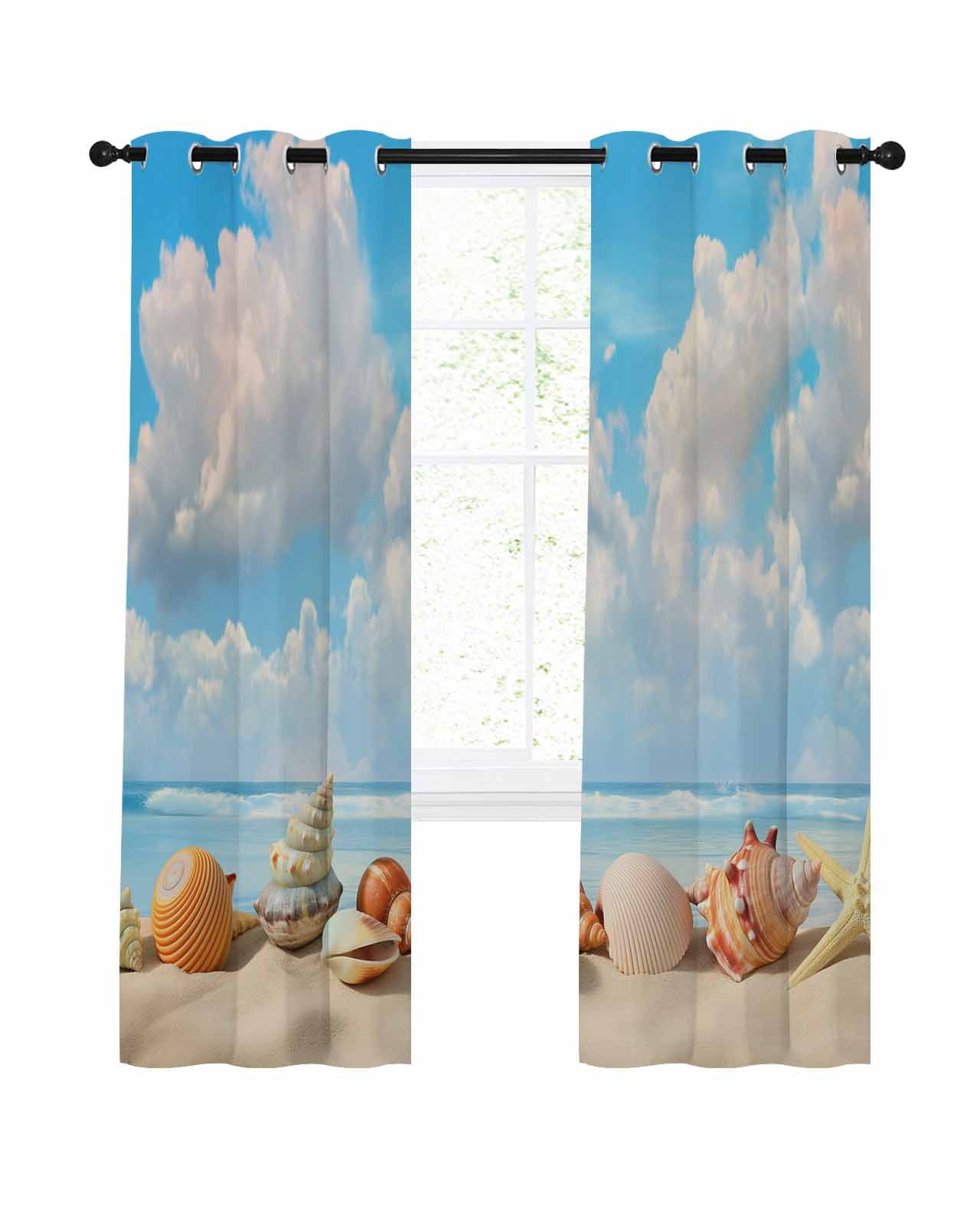 Coastal Blackout Curtains 90 Inches Long for Bedroom, Summer Beach ...