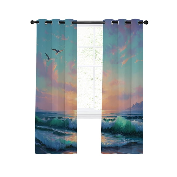 Coastal Blackout Curtains for Bedroom Living Room, Summer Bird Seagulls ...