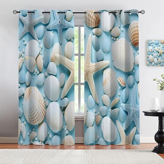 Coastal Blackout Curtains For Girls Boys Home Decor, Beach Theme ...