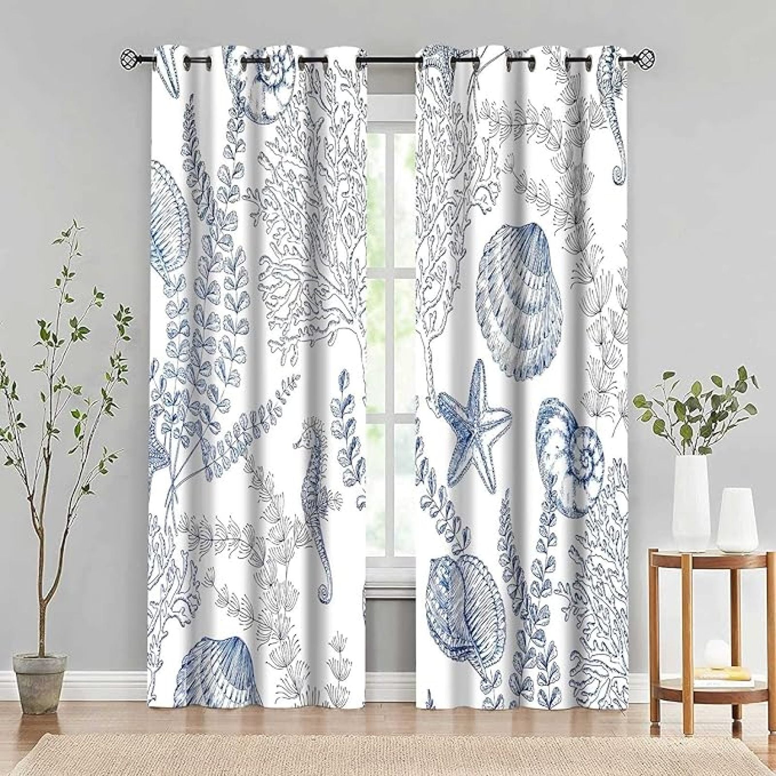 Coastal Blackout Curtains Undersea Animal Starfish Seahorse Coral ...