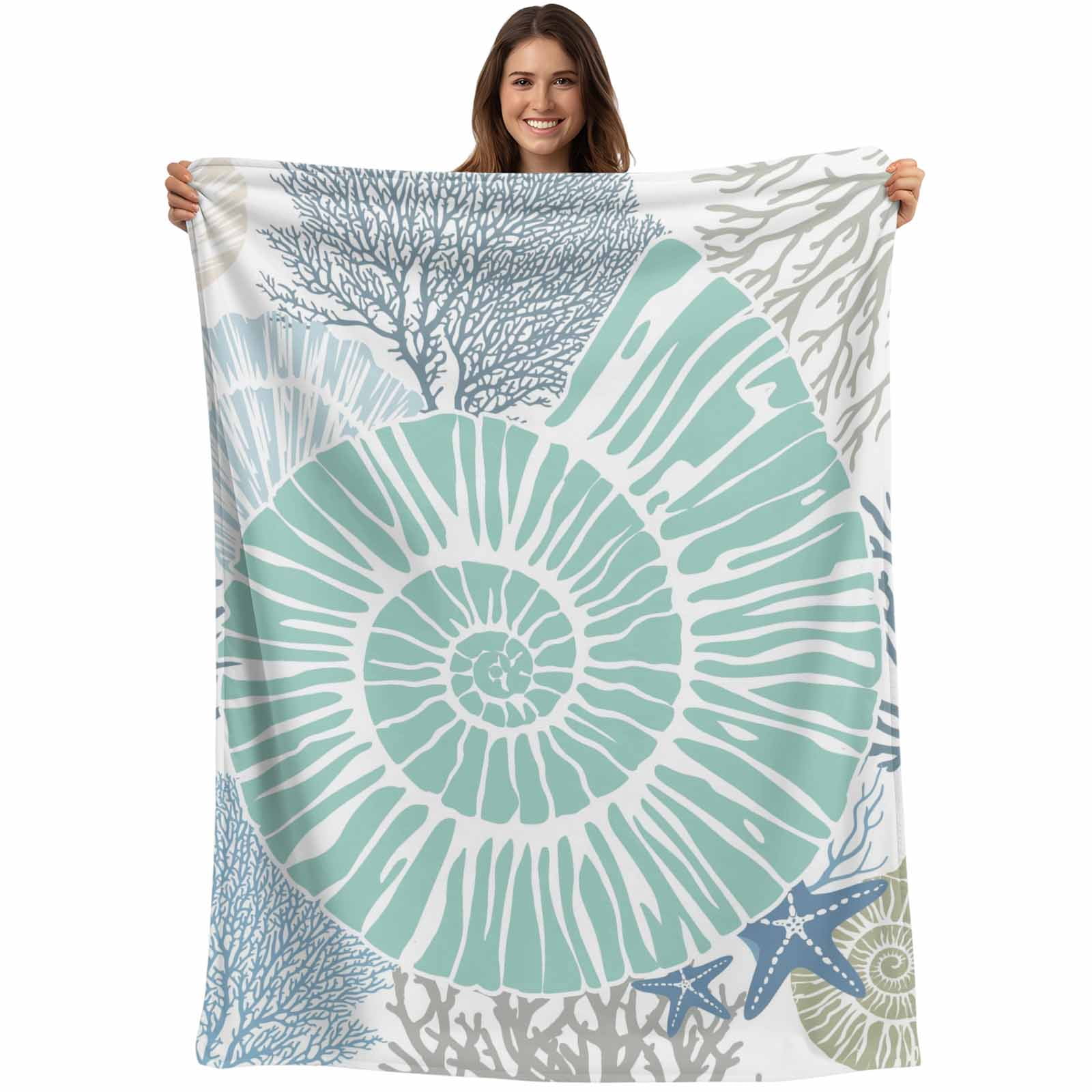 Coastal Blanket Soft Cozy Warm Throw Blanket for Couch, Plush Fuzzy ...