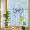 Coastal Blue Bowknot Window Privacy Film, Rustic Blue Floral Stripes ...