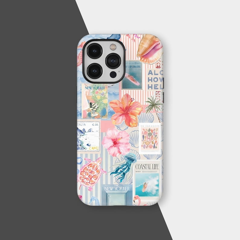 Coastal Blue Collage Phone Case Summer Beach iPhone 11–17 Pro Max ...