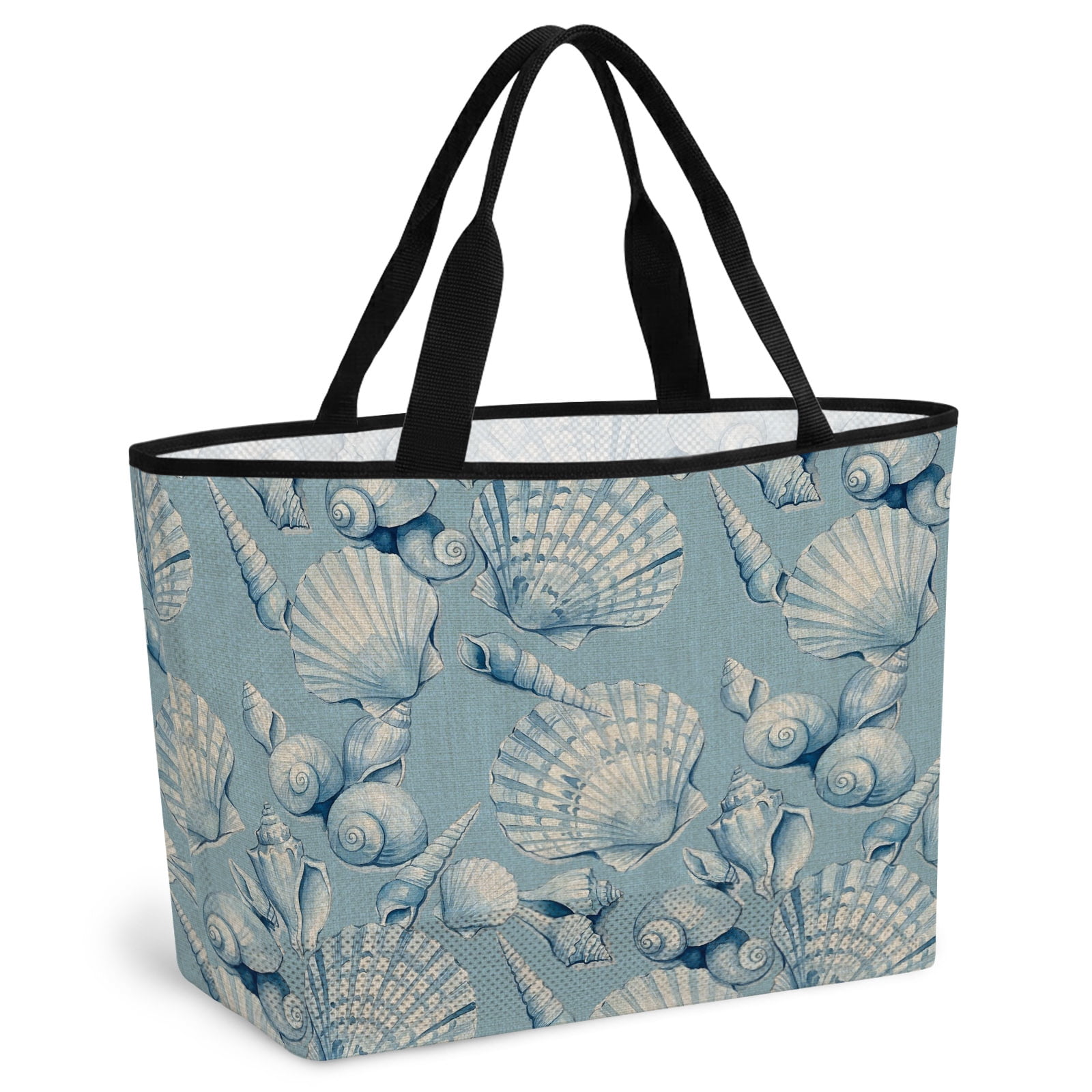 Coastal Blue Conch Beach Bag for Women, Large Breathable Mesh Beach ...