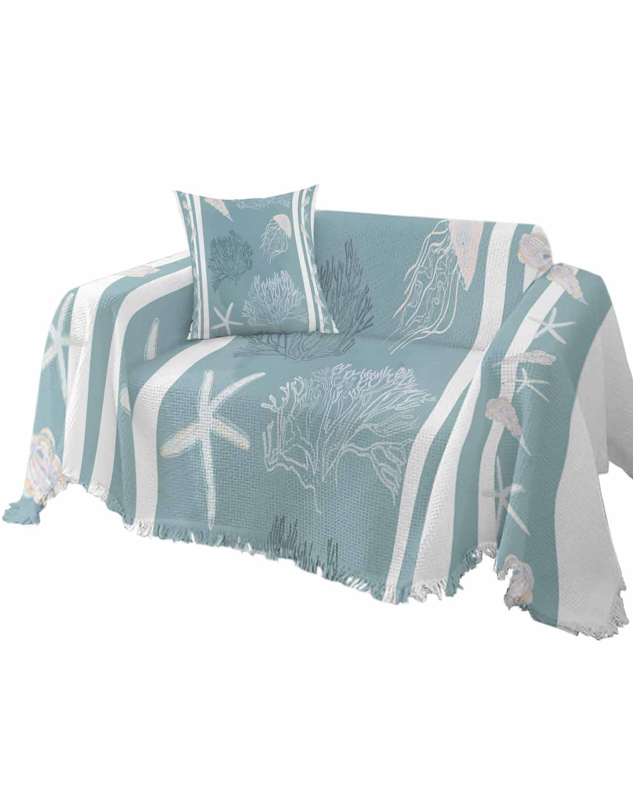 Coastal Blue Coral Sofa Couch Covers for Dog,Washable Sectional Couch ...