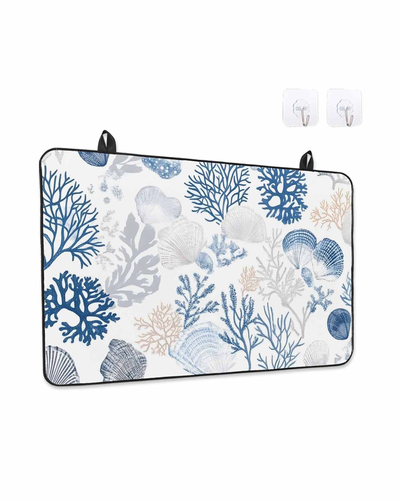 Coastal Blue Coral Stove Top Covers for Electric Stove, Kitchen Glass ...