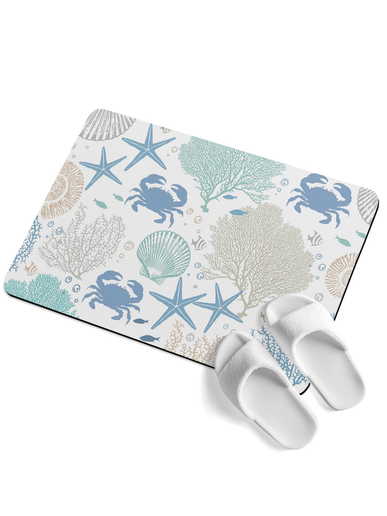 Coastal Blue Crab Soft Diatomaceous Earth Mat, Summer Starfish Shell ...