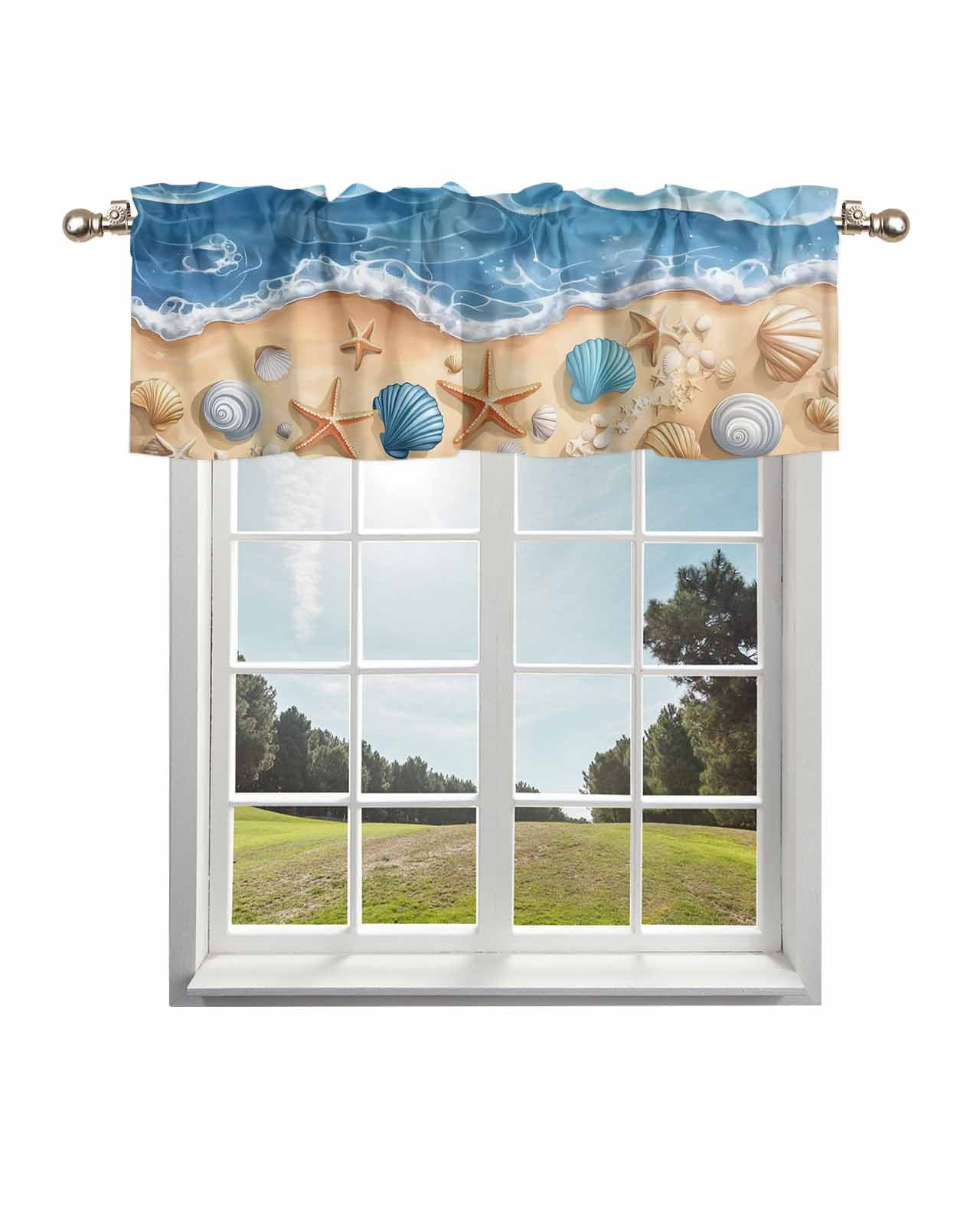 Coastal Blue Curtain Valance for Windows/Living Room/Kitchen/Bathroom ...