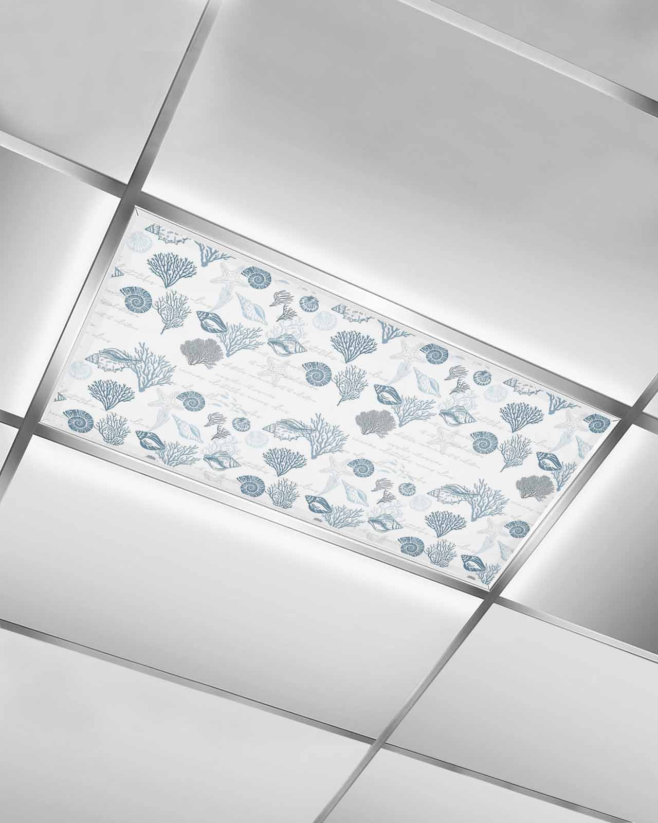 Coastal Blue Fluorescent Light Covers for Ceiling Lights 4x2 feet,1 ...