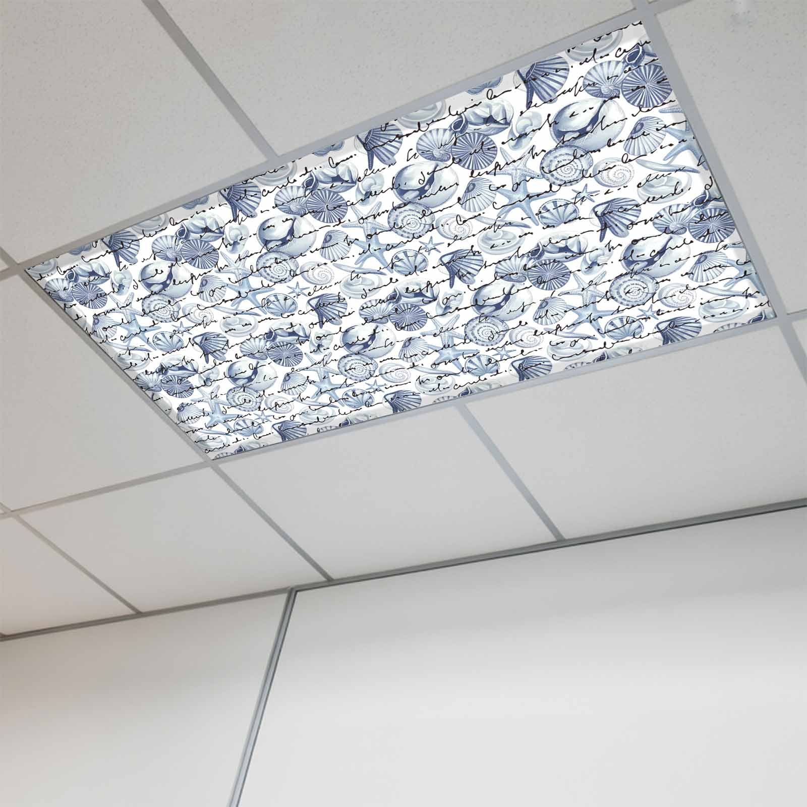 Coastal Blue Fluorescent Light Covers, Ocean Starfish Retro Conch ...