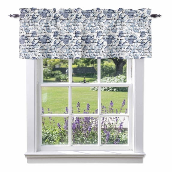 Coastal Blue Kitchen Curtain Valances for Windows Farmhouse Short ...