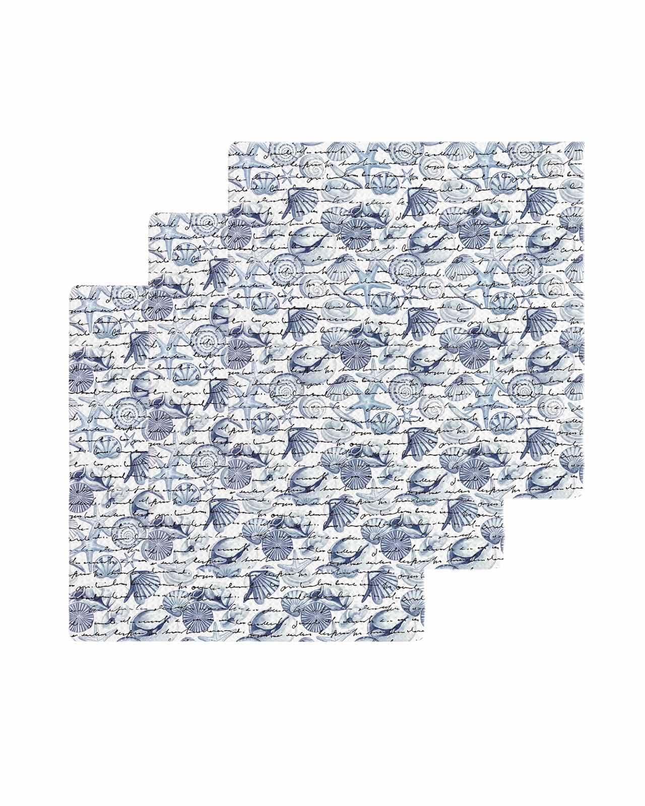 Coastal Blue Kitchen Dish Towels for Drying Dishes Set of 3, Ocean ...