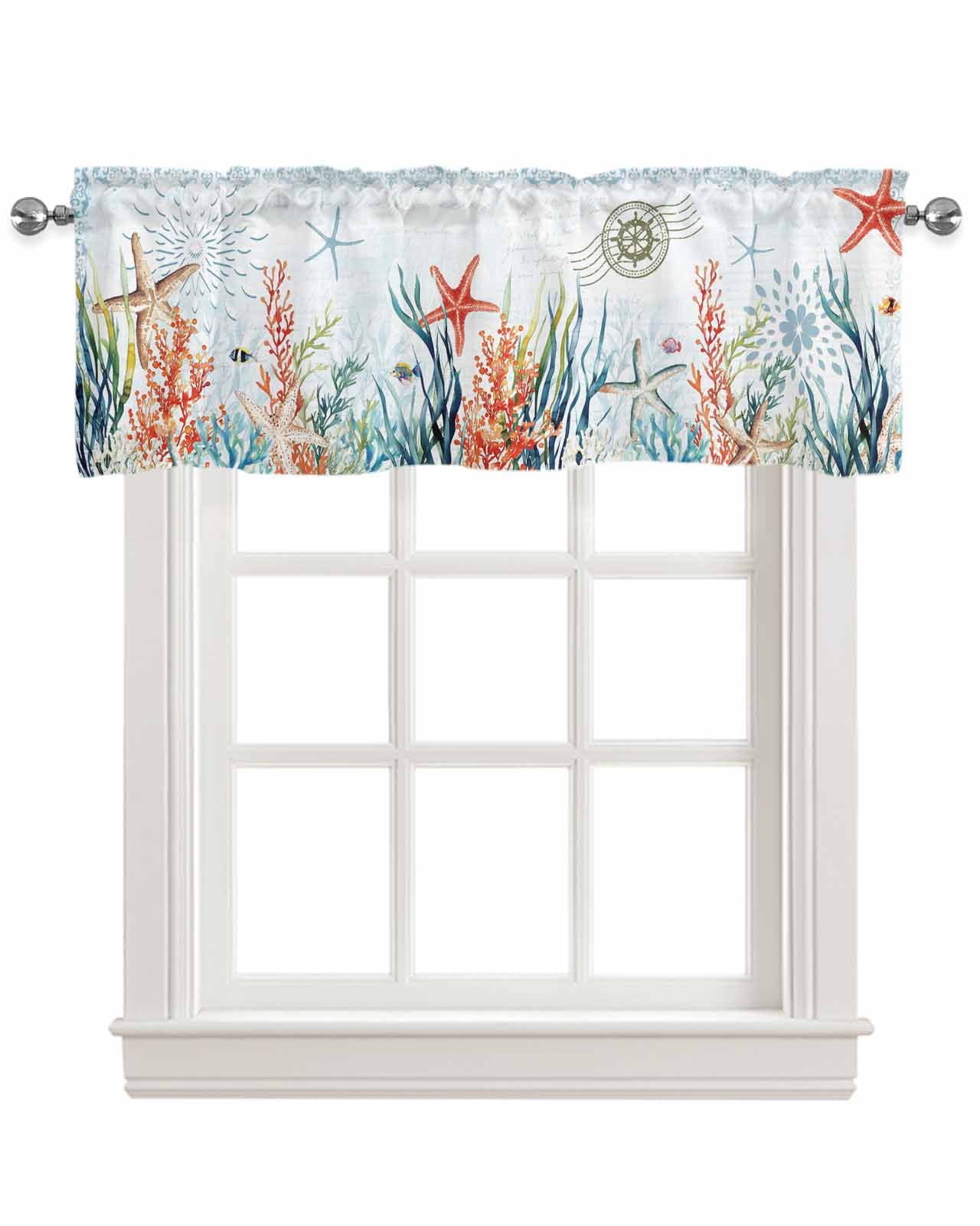 Coastal Blue Kitchen Valances for Windows Farmhouse Linen Window ...