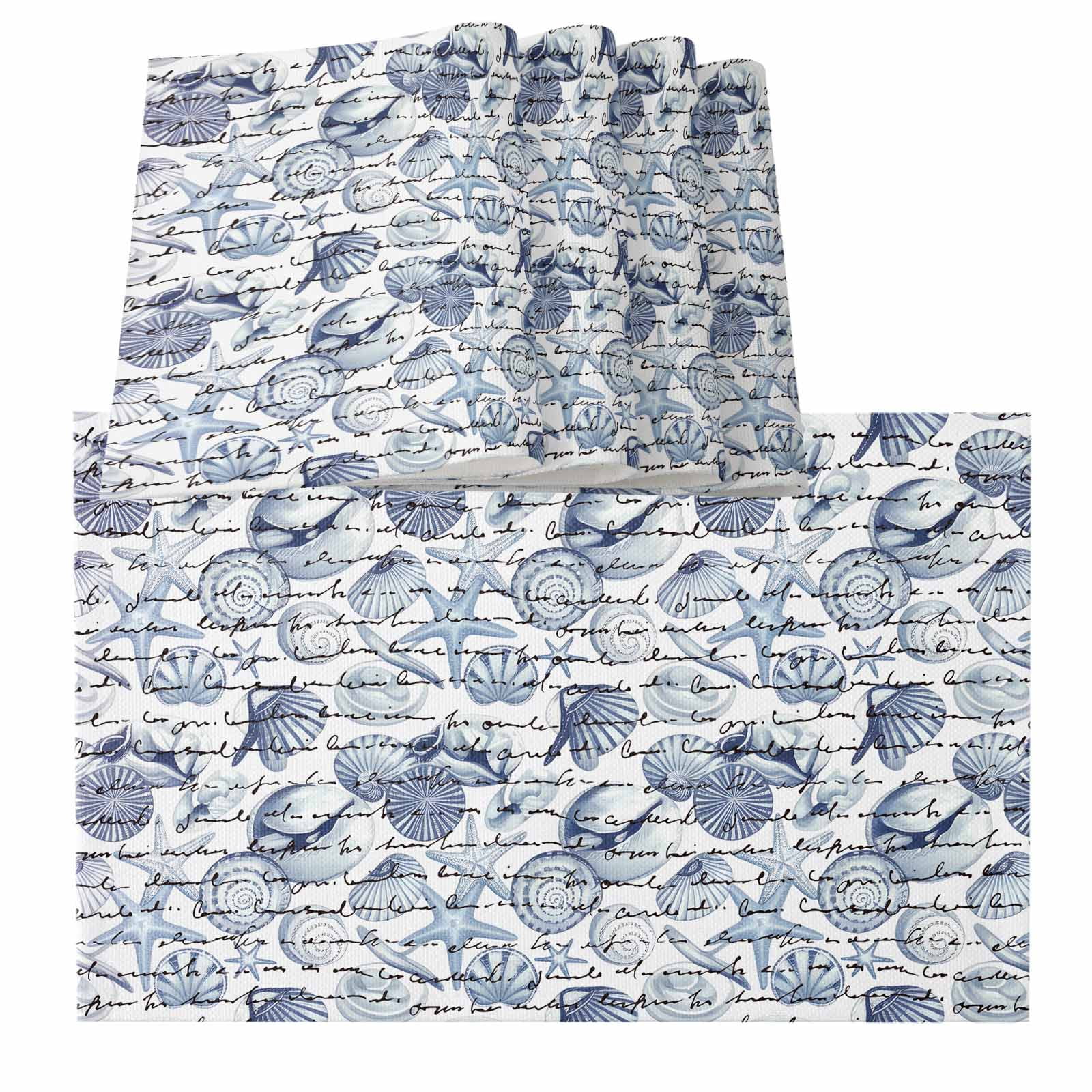 Coastal Blue Placemats for Dinning Table Set of 4, Ocean Starfish Retro ...