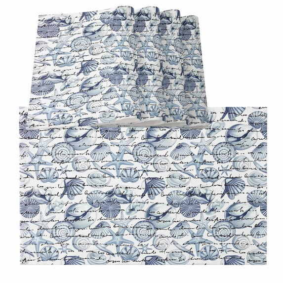 Coastal Blue Placemats for Dinning Table Set of 4, Ocean Starfish Retro ...