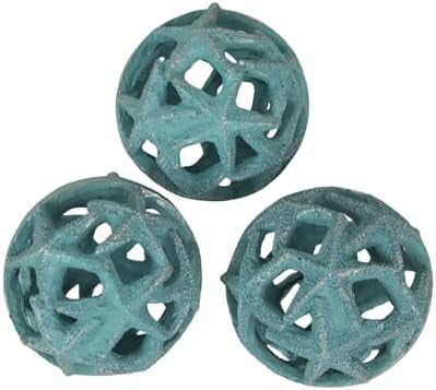 Coastal Blue Resin Decorative Starfish Orbs Set of 3 - Charming Beach ...