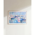 Coastal Blue Sailboat Pastel Sunset Beach House Summer Ocean Landscape ...