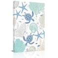 Coastal Blue Sea Turtle Canvas Wall Art for Living Room, Starfish Shell ...