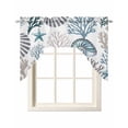 Coastal Blue Shells Kitchen Swag Valances for Windows, Summer Ocean ...
