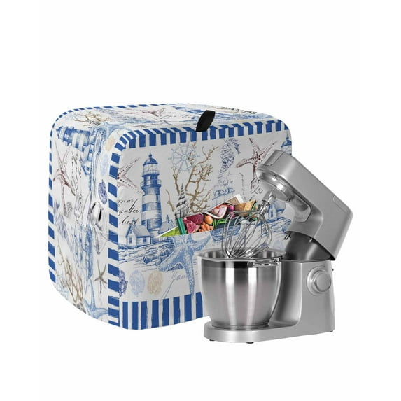 Coastal Blue Stand Mixer Dust Cover with Storage Pocket & Handles,Ocean ...