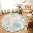 Coastal Blue Starfish Seashells Round Area Rug 3ft,Living Room Rug Non ...