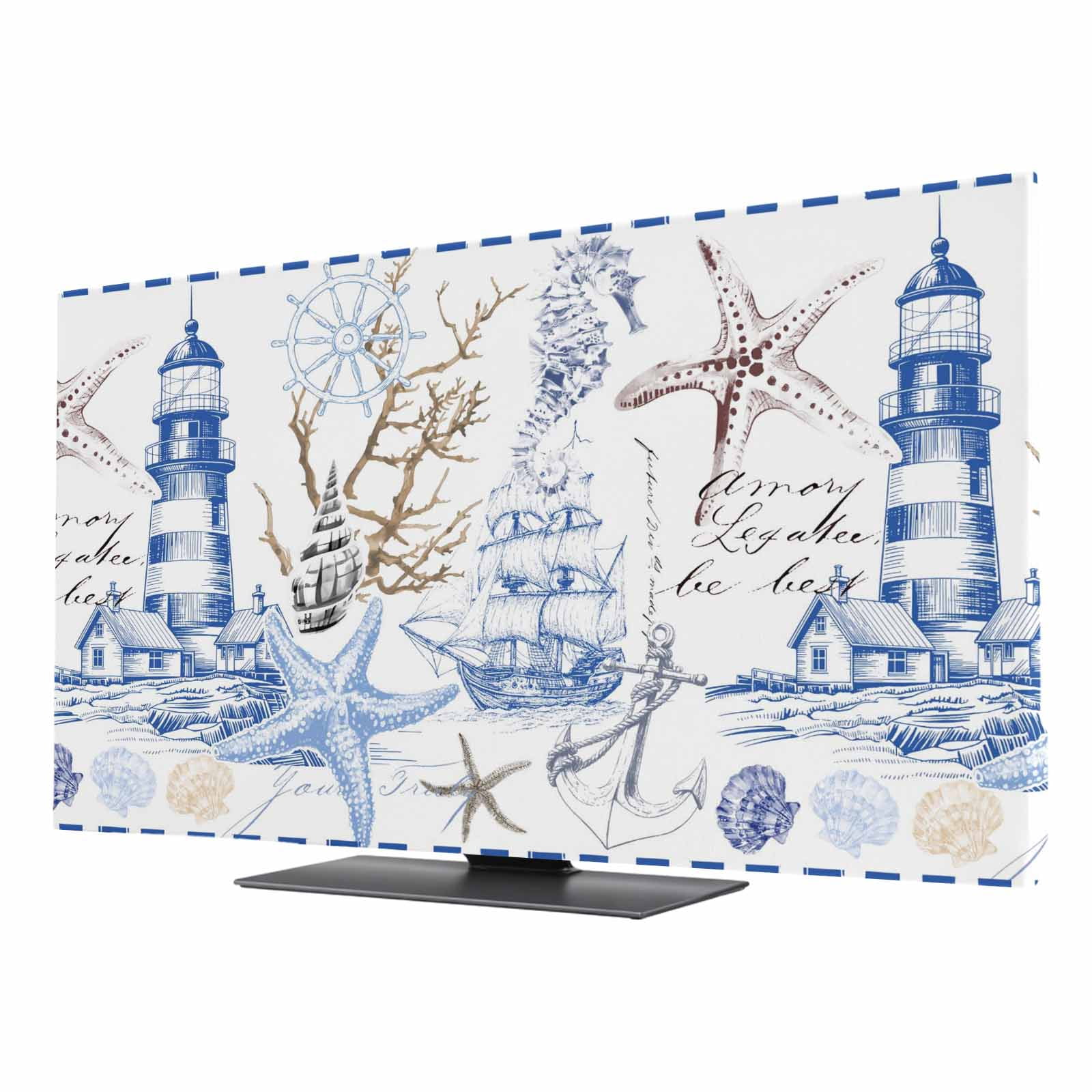 Coastal Blue TV Cover for 50 Inch Screen,Stretch Fabric Dustproof TV ...