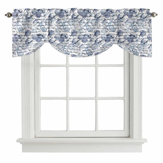 Coastal Blue Tie Up Valance Curtains for Windows, Kitchen Curtains ...