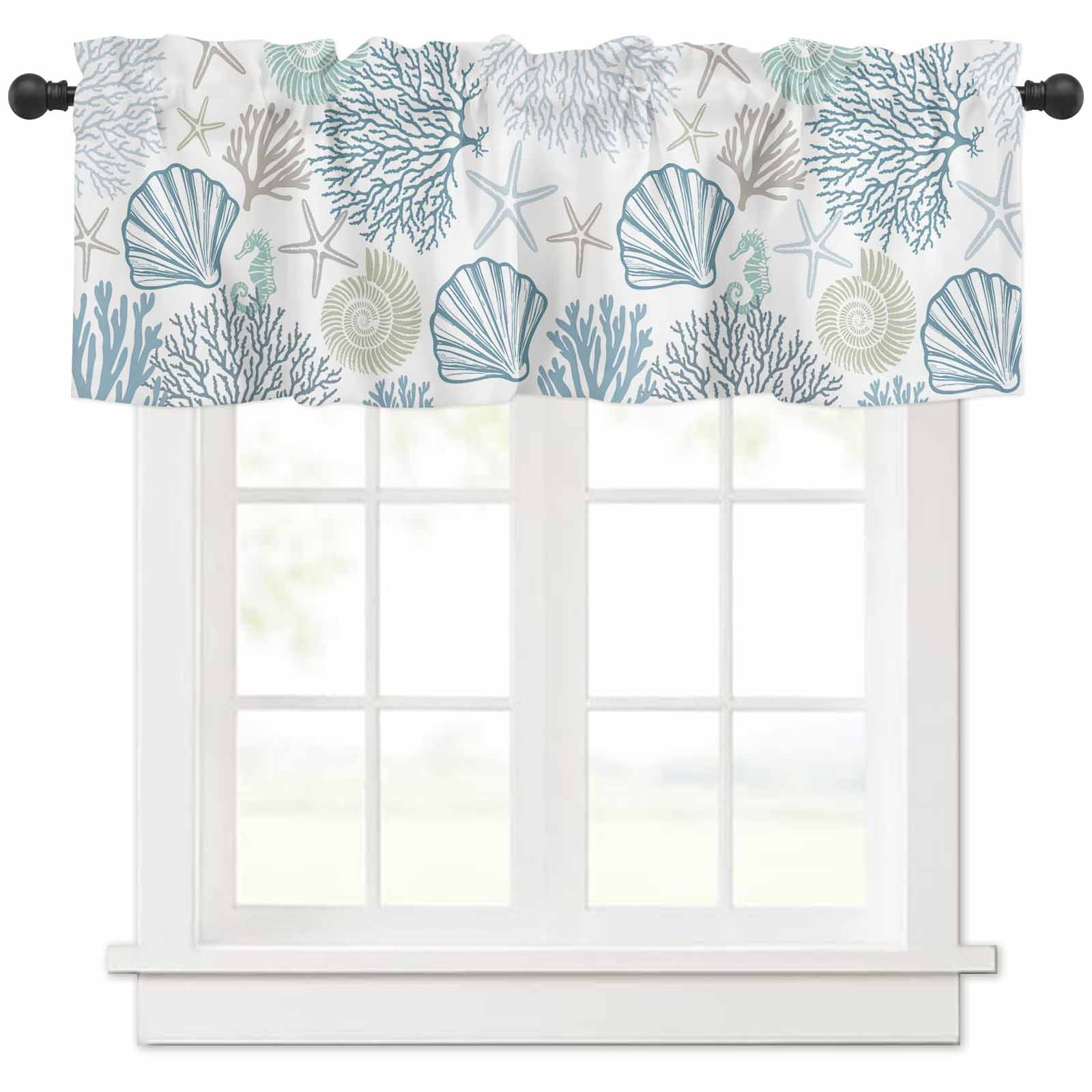 Coastal Blue Valances for Windows Farmhouse Kitchen Curtains Valances ...