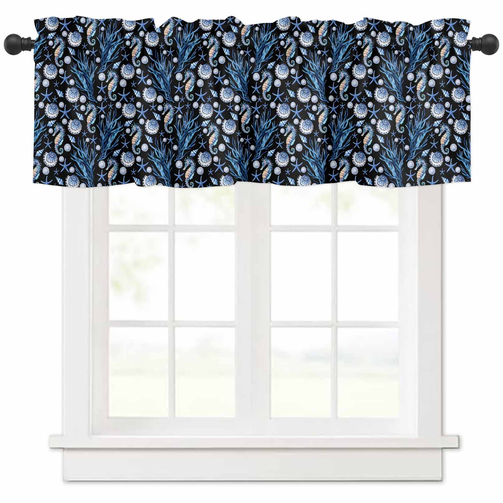 Coastal Blue Valances for Windows Farmhouse Kitchen Curtains Valances ...
