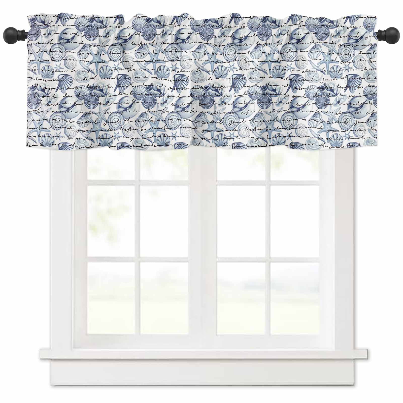 Coastal Blue Valances for Windows Farmhouse Kitchen Curtains Valances ...